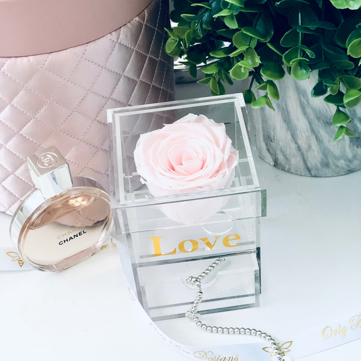 Personalized Acrylic Rose Box -Single Long Rose Rose – Orly Bee Designs